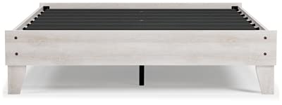 Signature Design by Ashley Shawburn Modern Farmhouse Platform Bed, Queen, Whitewash