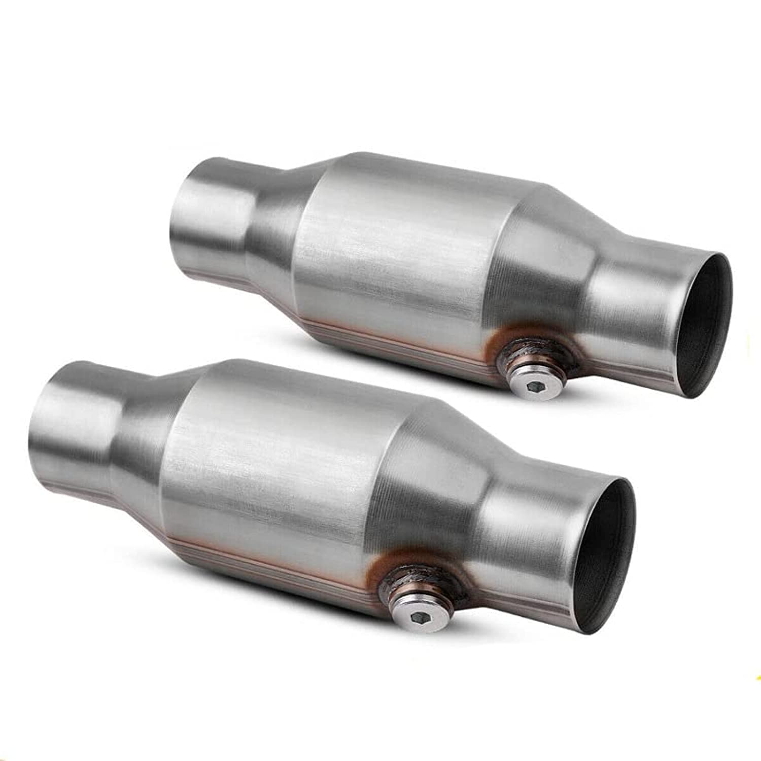 Universal High Flow Catalytic Converter with O2 Port ECO II with 2.5" Inlet/Outlet Height Spun Replace 425250 (EPA Compliant)