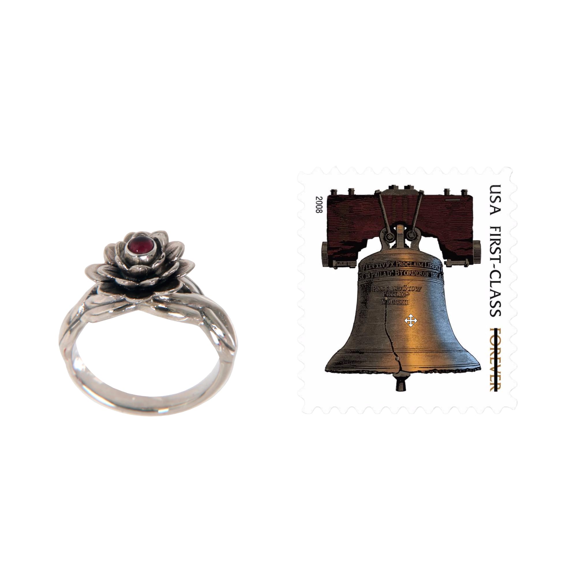 NOVICA Garnet .925 Sterling Silver Ring, Red-Eyed Lotus'