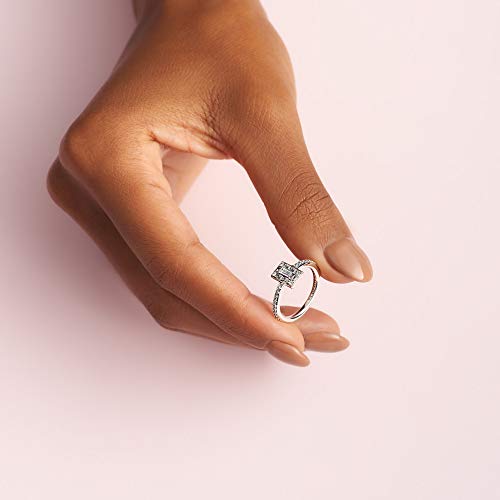 Pandora Jewelry Sparkling Square Halo Cubic Zirconia Ring in Sterling Silver, Size 7