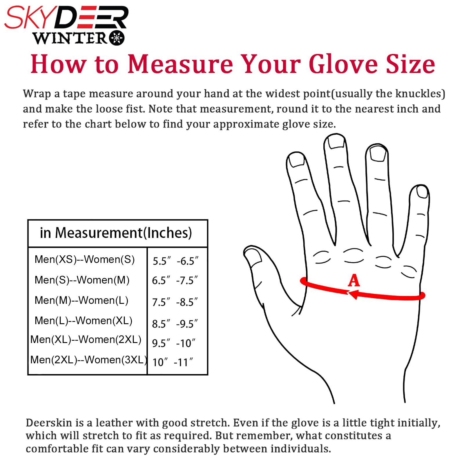 SKYDEER Touch Screen Deerskin Suede Leather Warm Winter Gloves For Driving Running Cycling and Cold Weather Work (SD8653T/L)