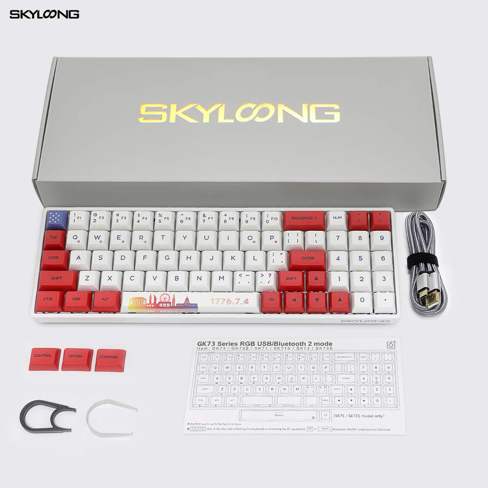 SKYLOONG GK71 71 Keys Mechanical Gaming Keyboard Dye Sublimation PBT Doubleshot Keycaps RGB Backlight Hot Swappable Wired Mechanical Keyboard (Blue Switch)