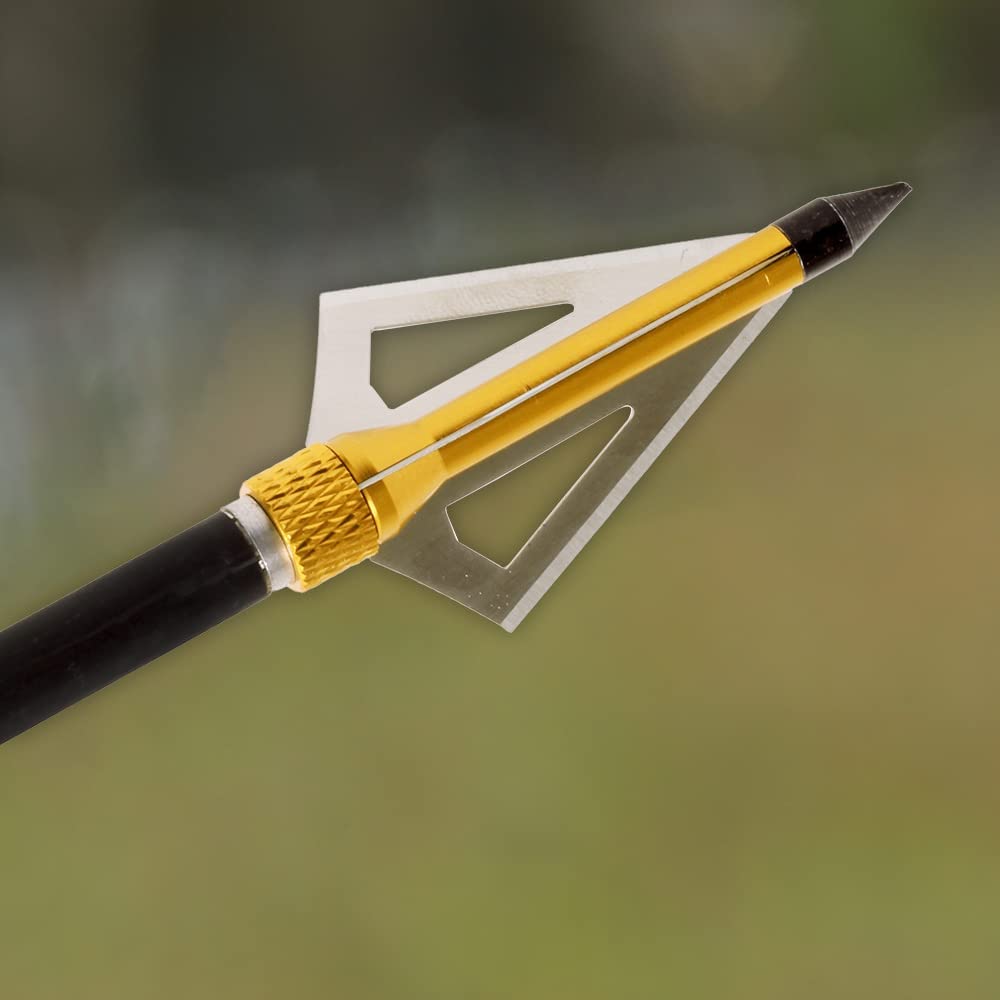 SOPOGER Archery Broadhead 100 Grain Hunting Arrow Tips Arrow Heads 3 Blades Arrow Broadheads Screw-in for Crossbow Compound Bow(6 Pack) (Gold)