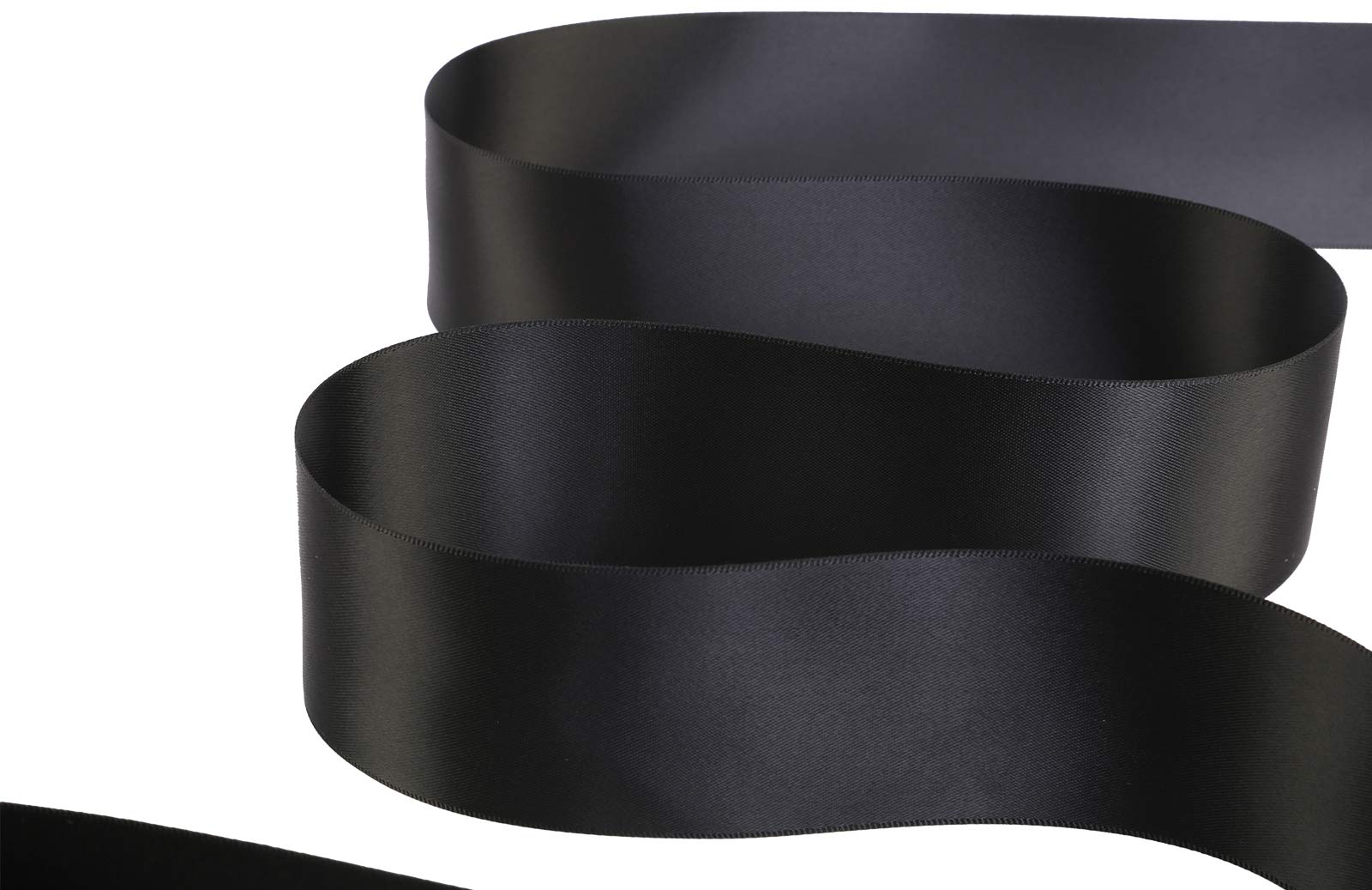 Ribbonitlux 2" Wide Double Face Satin Ribbon 25 Yards (030-Black), Set for Gift Wrapping, Party Decor, Sewing Applications, Wedding and Craft