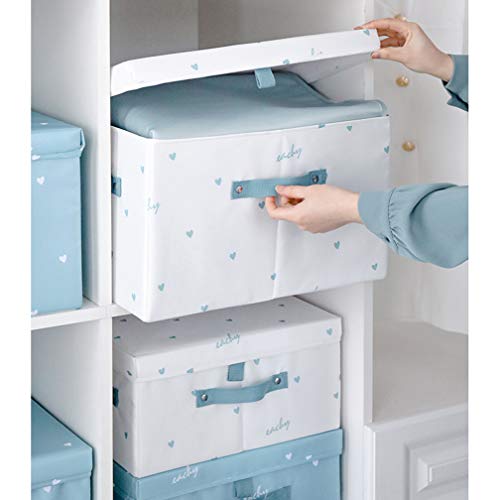 RSTJ-Sjef Oxford Cloth Wardrobe Baskets,Home Fabric Storage Bin,Foldable Wardrobe Organiser Boxes,Used for Cabinets, Shelves, Wardrobes, Toys, Clothes,Blue,M