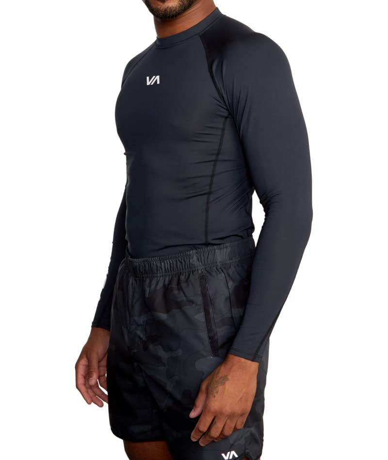 RVCA Mens Long Sleeve Surf Shirt - Sport Rashguard (Black, XX-Large)