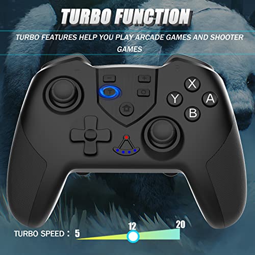 TERIOS Wireless Pro Controller Compatible with Nintendo Switch,Switch Lite - Premium Joypad for Video Games - 3 Levels of Turbo Speed - Adjustable Vibration Intensity - 800mAh Battery (Dark Black)