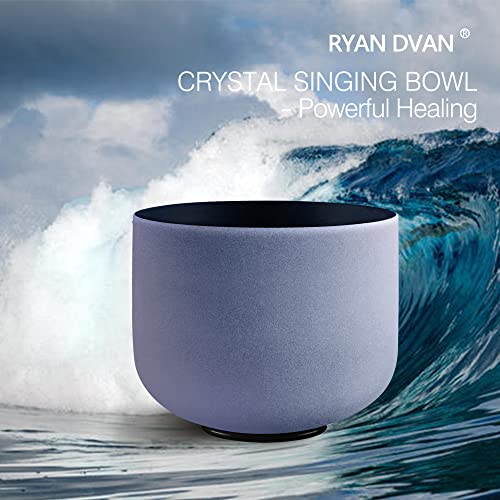 Ryan Dvan 10¡± A Note Indigo Frosted Third Eye Chakra Crystal Singing Bowl with Free Padded Carrying Case and Suede Striker & O-Ring
