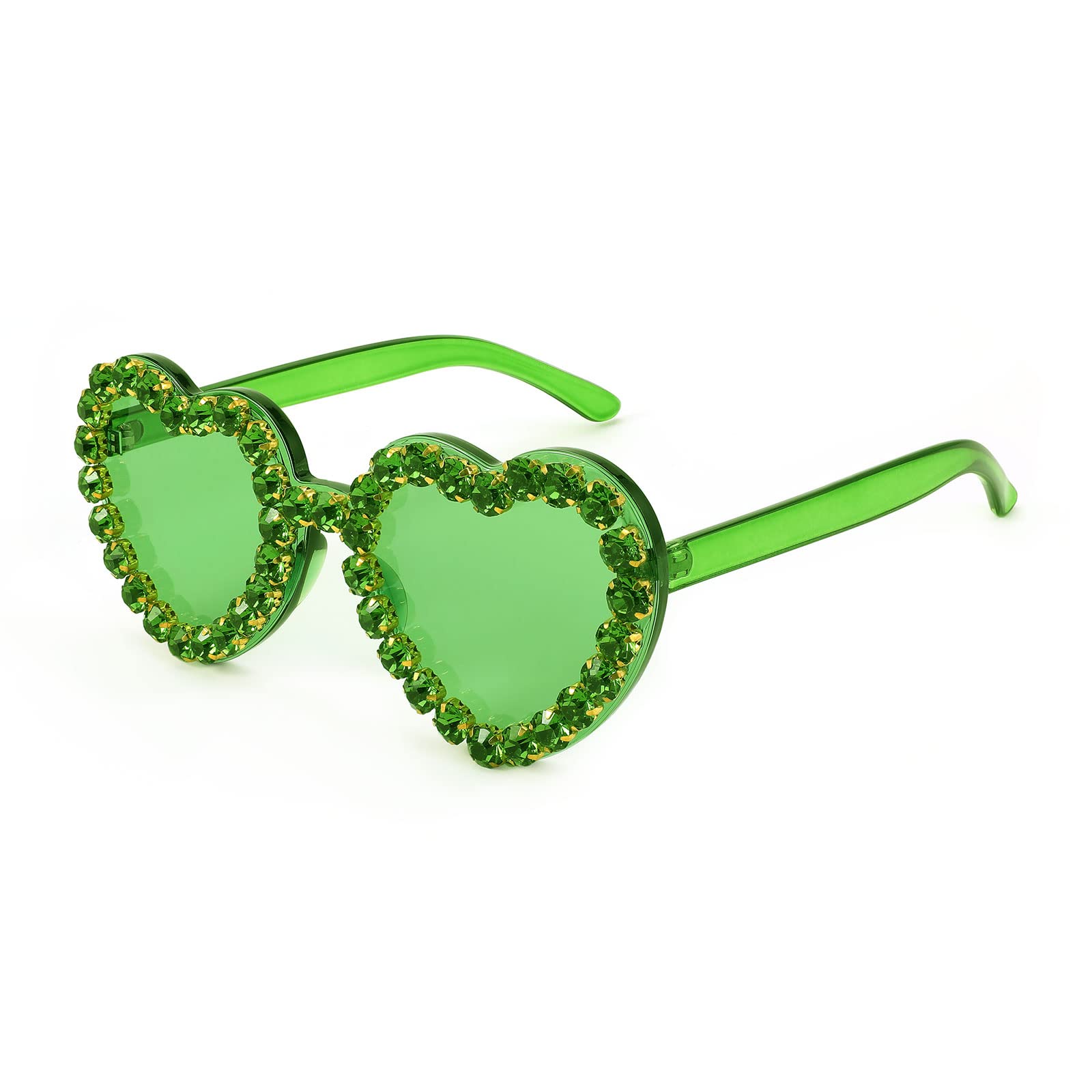 WANWAN Women Heart Shape Sunglasses Sparkling Crystal Sunglasses Cute Lovely UV Protection Rhinestone