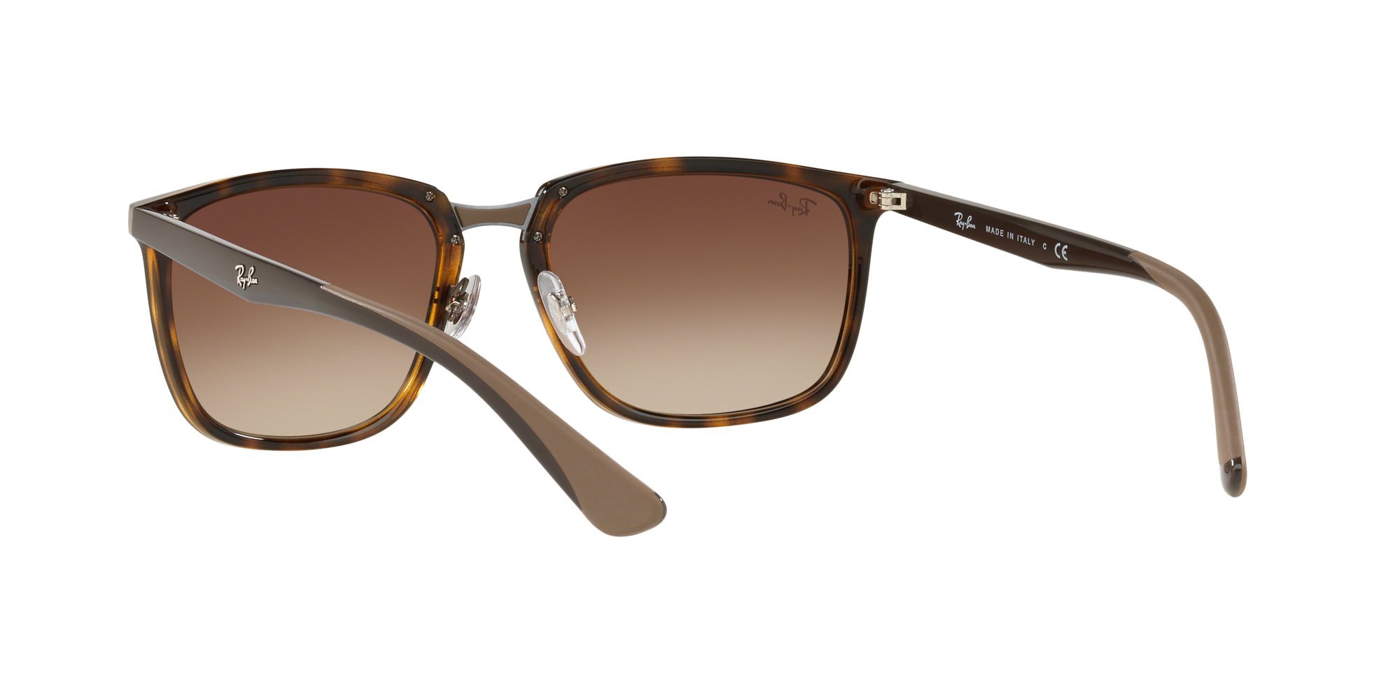 Ray-Ban Men's Rb4303 Polarized Rectangular Sunglasses, Light Havana/Brown Gradient, 57 mm