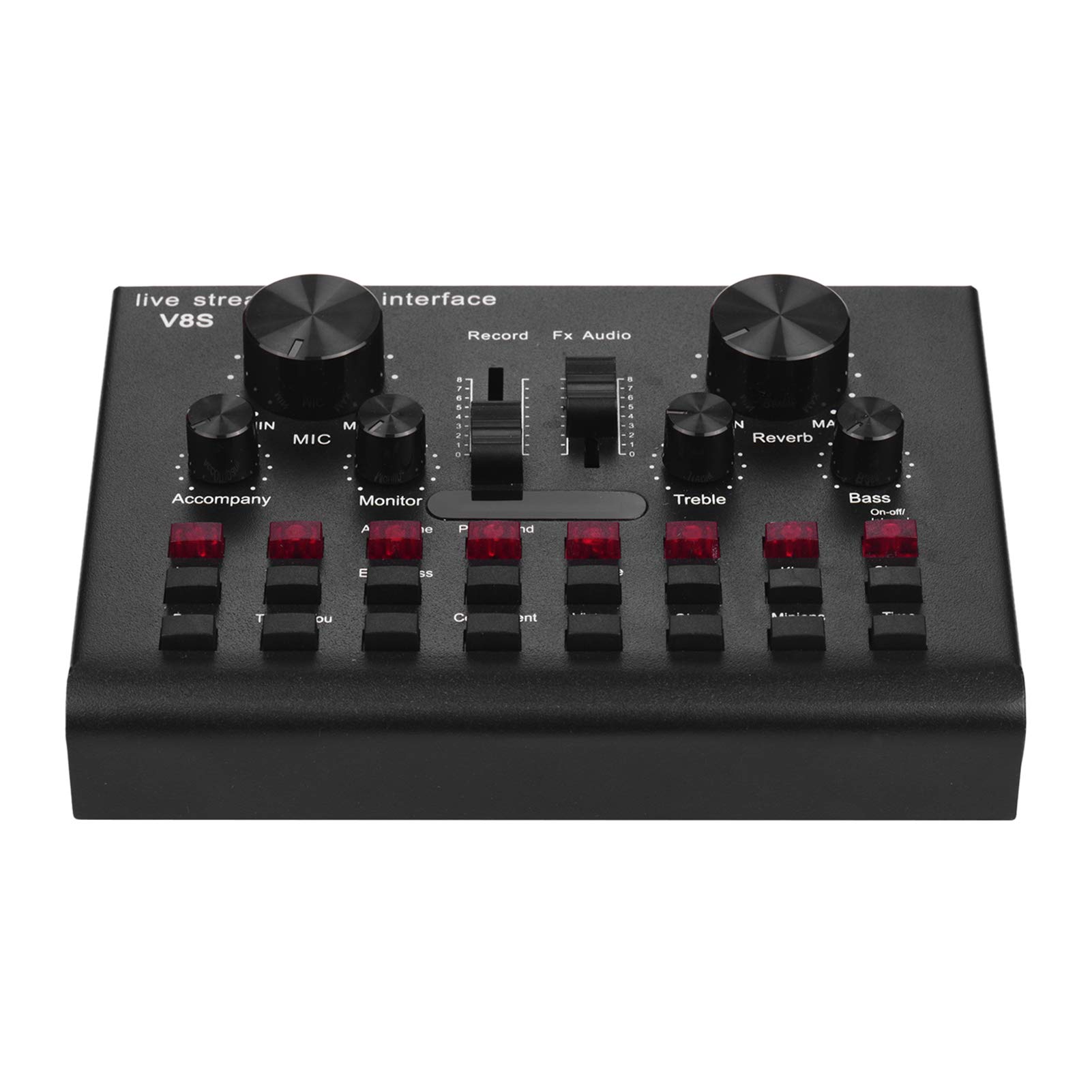 summina Live Streaming Sound Card, Multifunctional Live Sound Card, USB Bluetooth Audio Card, Audio Interface Mixer Voice Device DJ Karaoke Equipment with Adjustable Volume 16 Effects