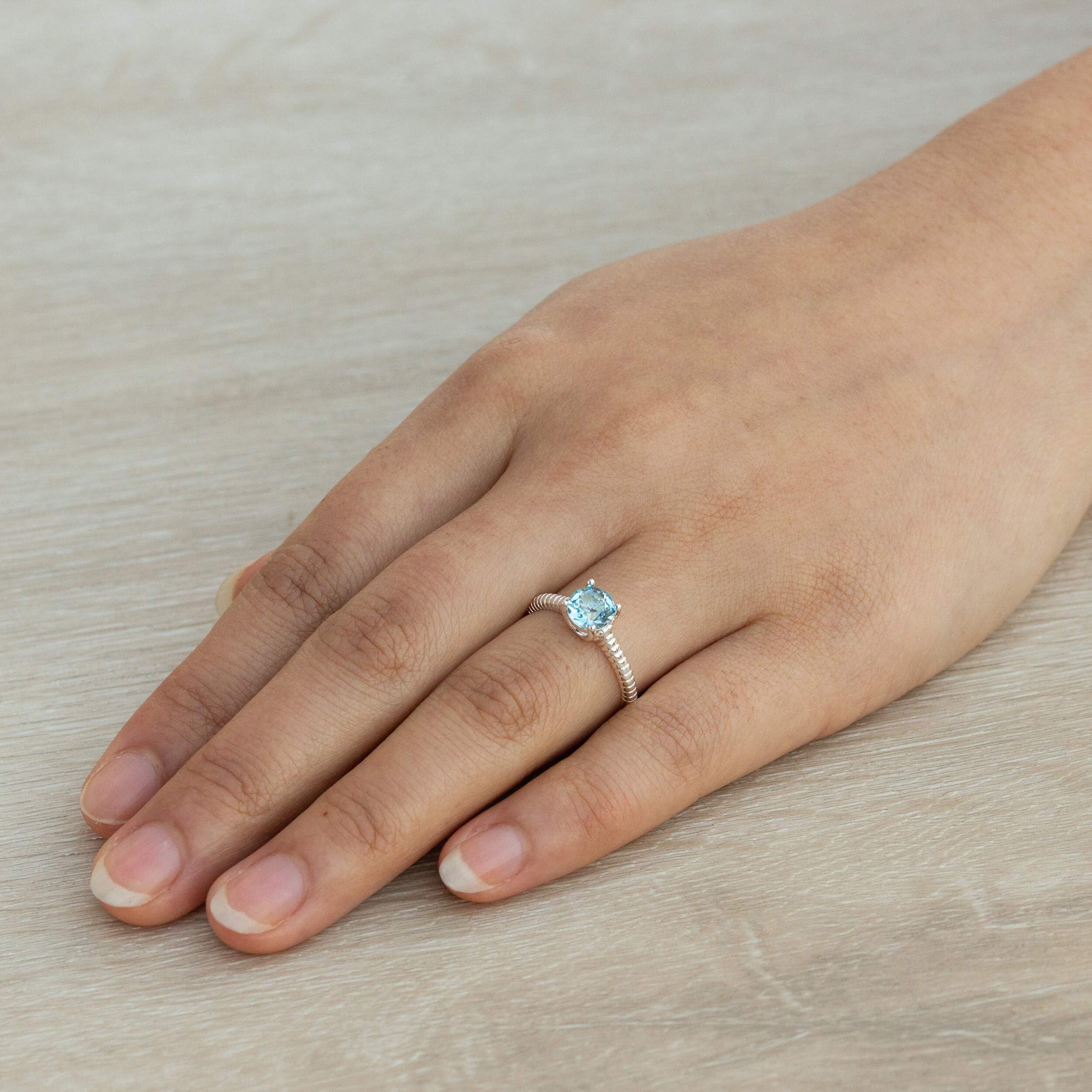 Philip Jones March (Aquamarine) Adjustable Birthstone Ring Created with Zircondia® Crystals