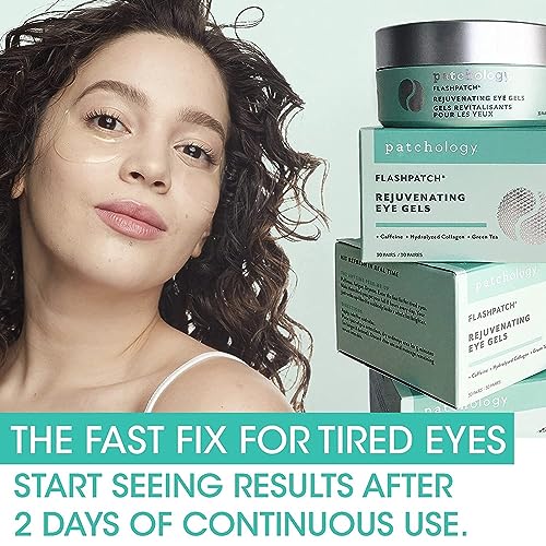 Patchology Rejuvenating Under Eye Gels - Hydrating Eye Mask w/Caffeine, Hydrolyzed Collagen & Centella Asiatica- Under Eye Patches For Dark Circles - Minimize Puffiness & Wrinkle Reducer - 30 Pairs