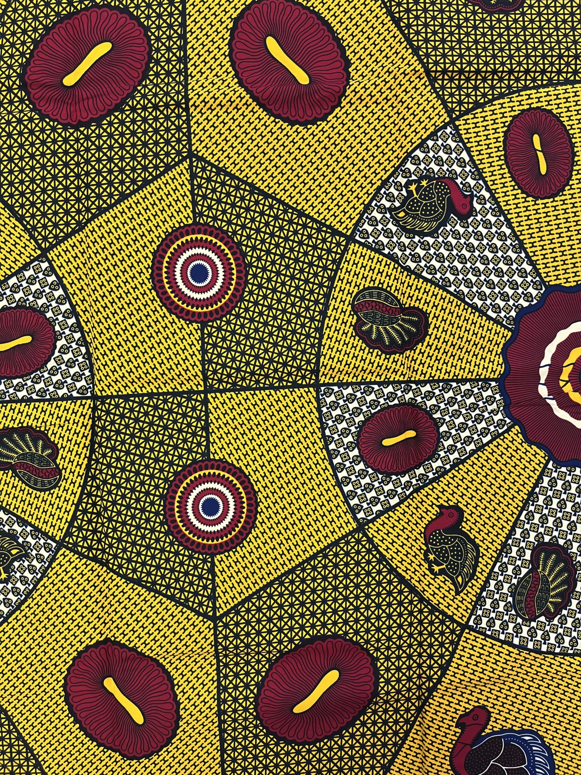Patchwork Design African Guaranteed Wax Block Prints Fabric/African Ankara Wrapper Fabric Wax Fabrics /-Sell by 6 Yards-100% Cotton-for Dresses-Golden-Yellow, Red, White, black,Dark-Blue,