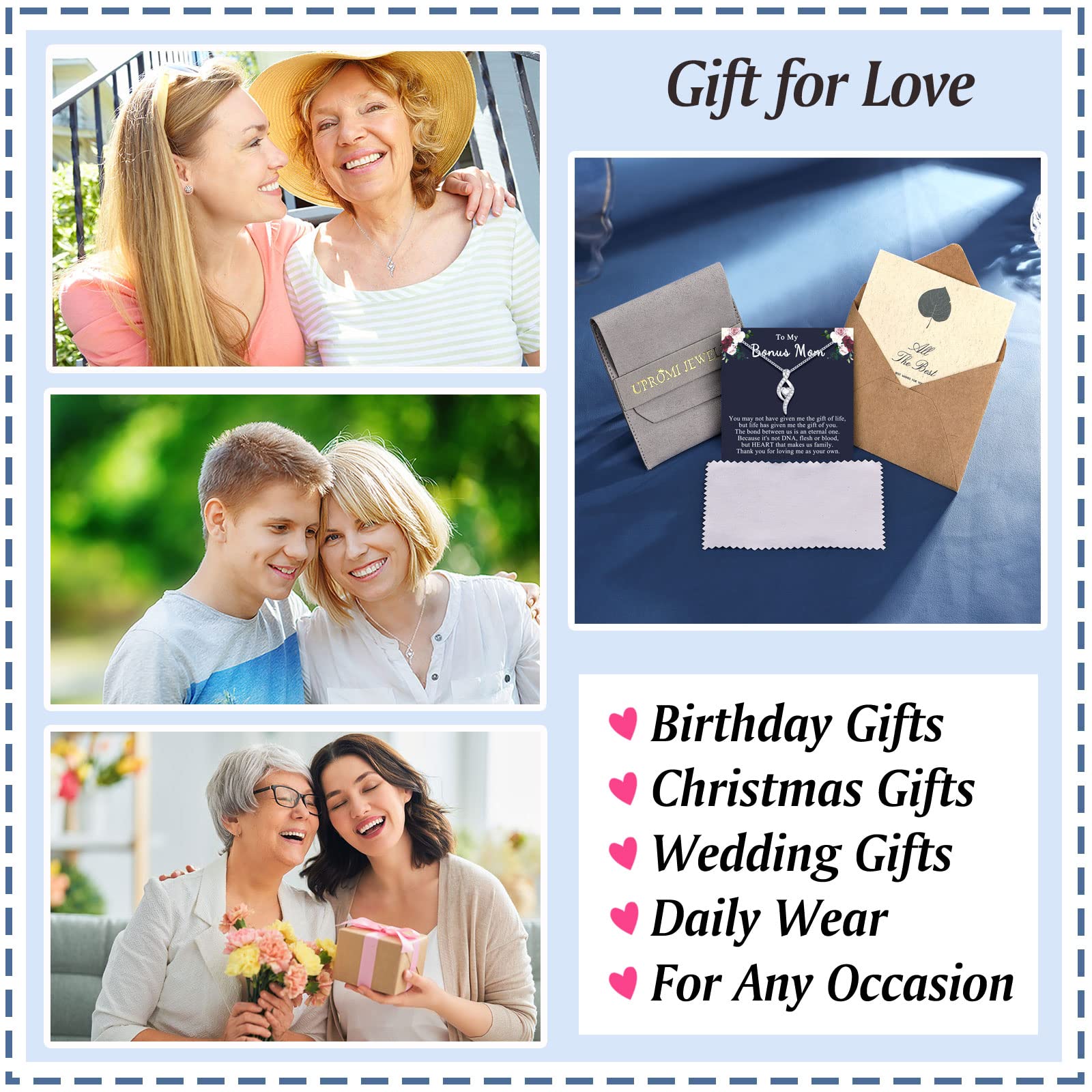 UPROMI Bonus Mom Mothers Day Gifts, Step Mom Birthday Gifts for Stepmom Necklace
