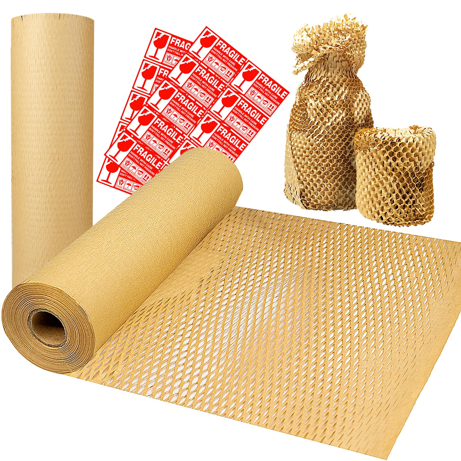PPH-Sisy Honeycomb Packing Paper (15"x130') Bubble Wrap for Packing - Moving Wrapping Paper,Recyclable and Biodegradable Bubble Wrap for Moving/Shipping/Packing