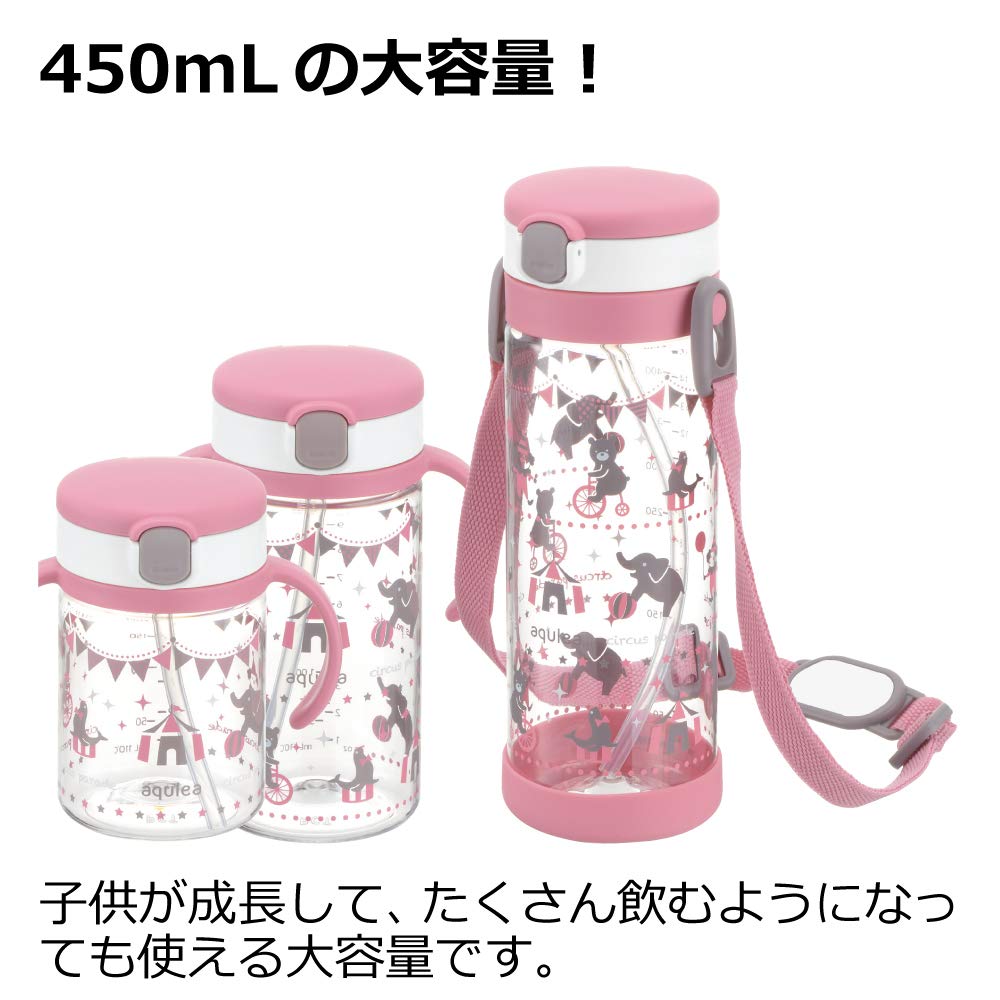 Richell Aqulea Outing Straw Mug 450ml Pink