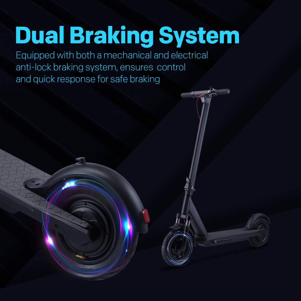 QINGOR Electric Scooter Powerful 350W Motor 10” Solid Tires One-Step Fold for Adults, Upgraded Adult Electric Scooters with Long Range Battery, Lightweight and Foldable for Commute and Travel