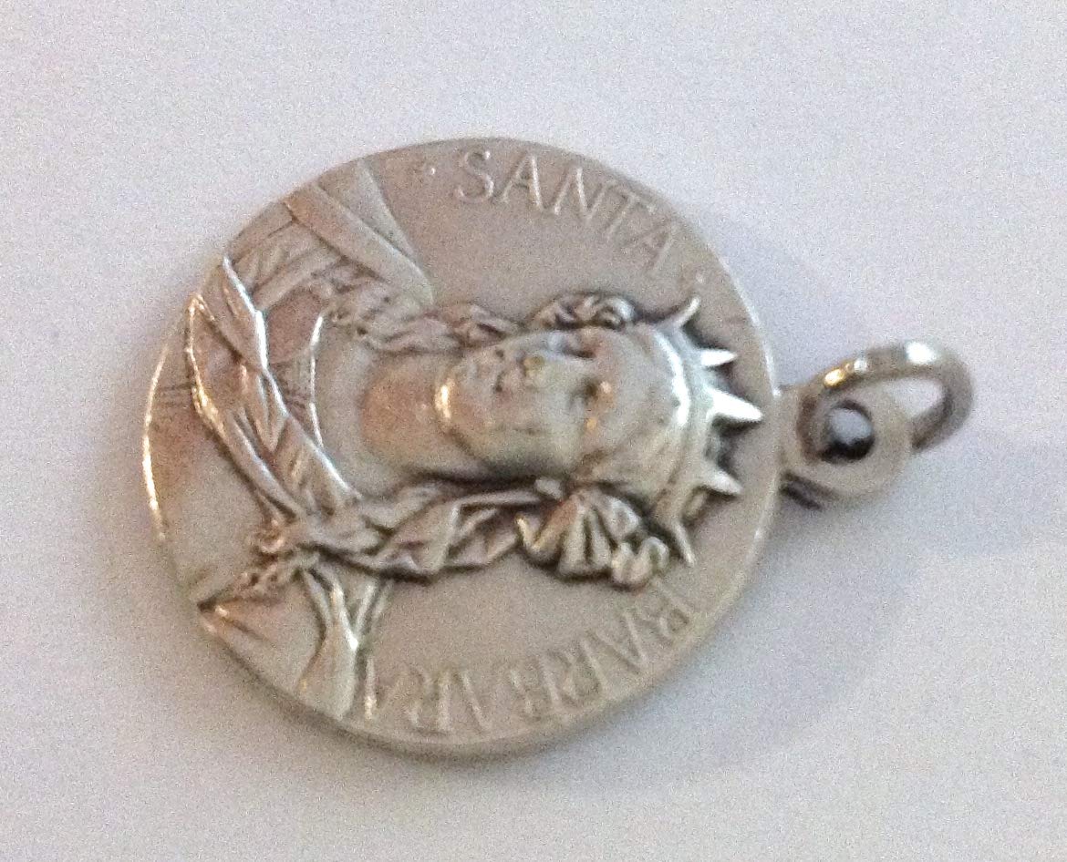 Saint Barbara Silver Tone Medal - Patroness of Firefighters - Made in Italy