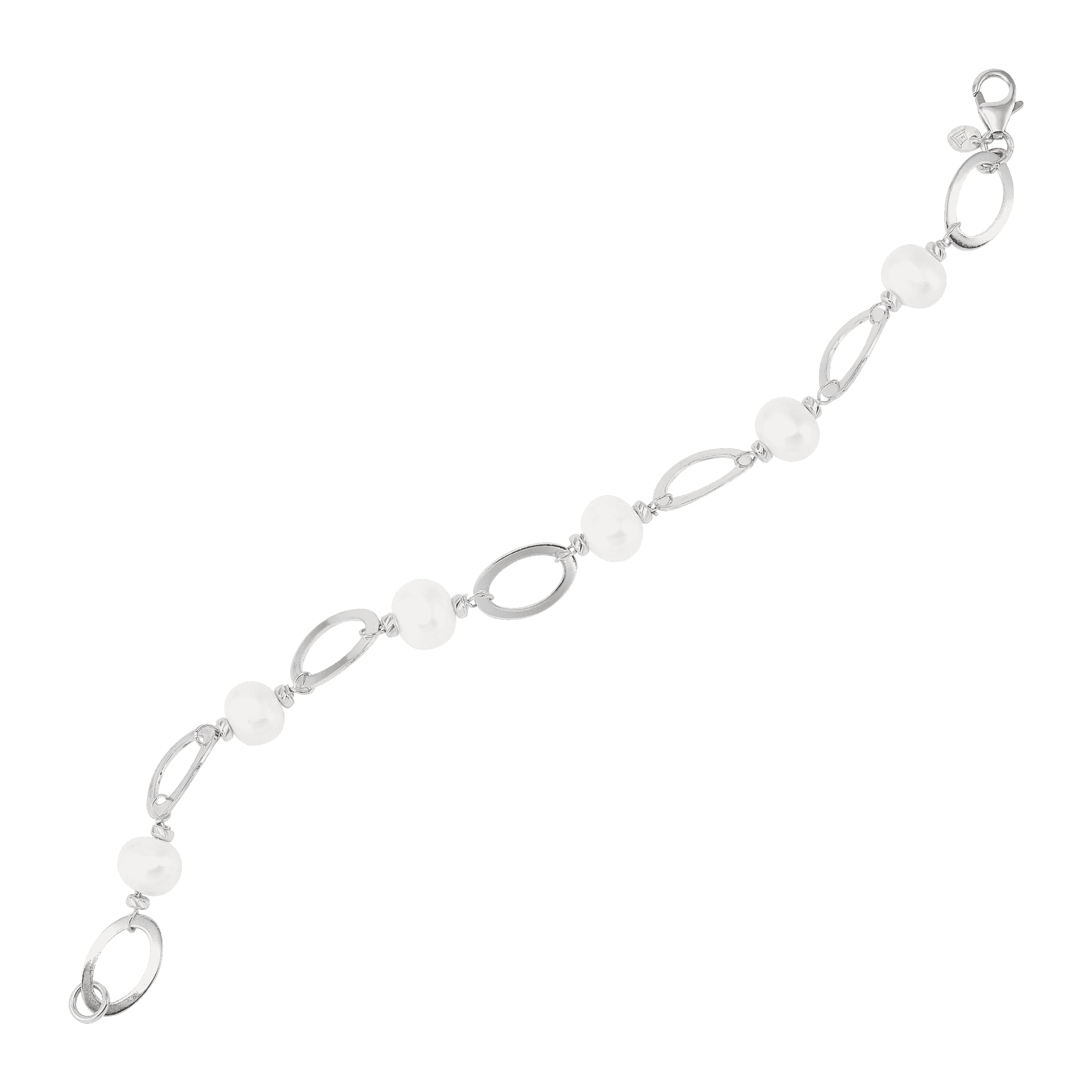 Silpada 'Say It with Cultured Pearls' 8mm Freshwater Cultured Pearl Link Bracelet in Sterling Silver, 7.5"