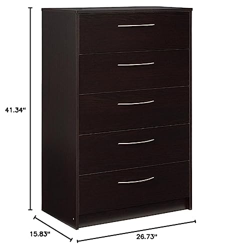Signature Design by Ashley Finch Contemporary 5 Drawer Chest of Drawers, Black