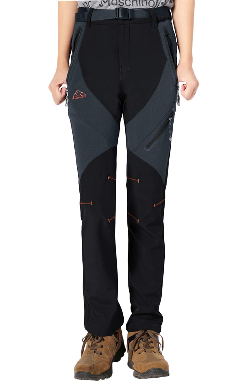 Rdruko Women's Snow Pants Waterproof Insulated Fleece Thermal Ski Hiking Snowboard Pants(Black, US S)