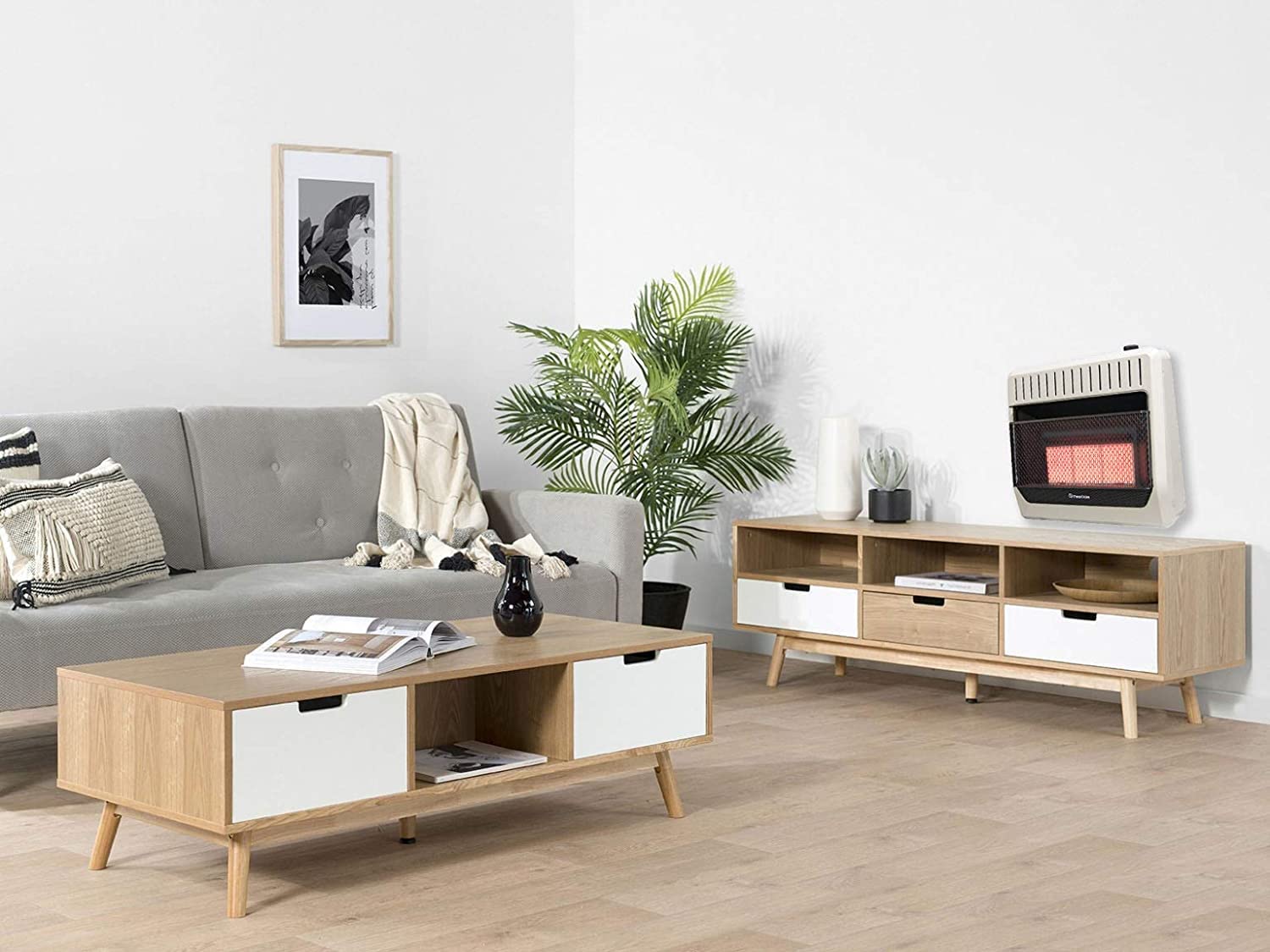 ProCom ML3PHG Ventless Propane Gas Infrared Space Heater with Manual Control for Living Room, Bedroom, Home Office, 28000 BTU, Heats Up to 1450 Sq. Ft., Includes Wall Mount, White