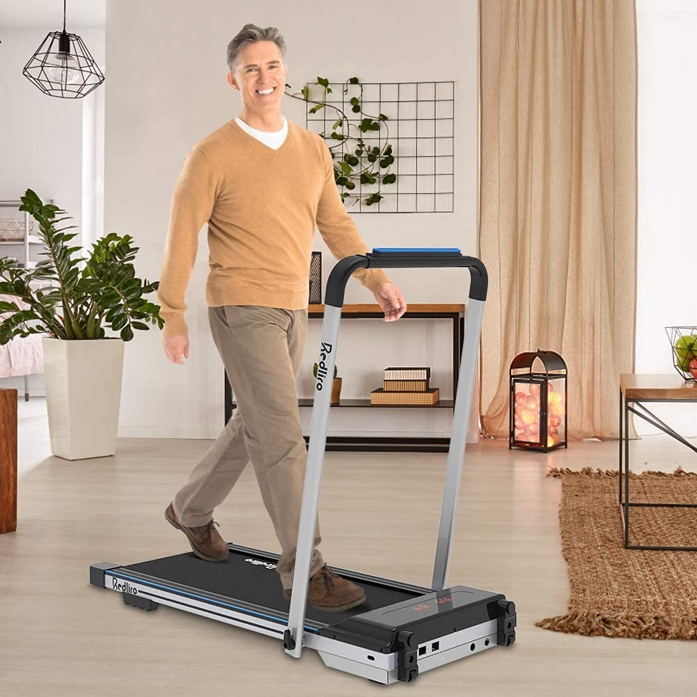 Redliro 2 in 1 Folding Treadmill Under Desk Treadmill Portable Space Saving Walking Jogging Machine for Home Office Installation-Free Workout Indoor Exercise LCD Display Remote Control