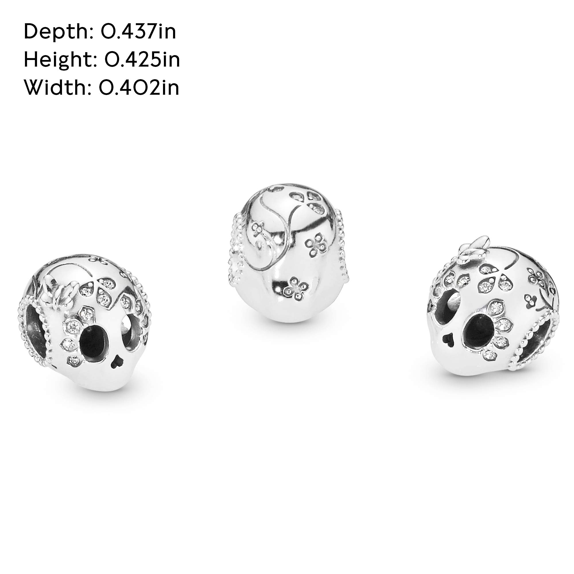 Pandora Jewelry Sparkling Skull Cubic Zirconia Charm in Sterling Silver