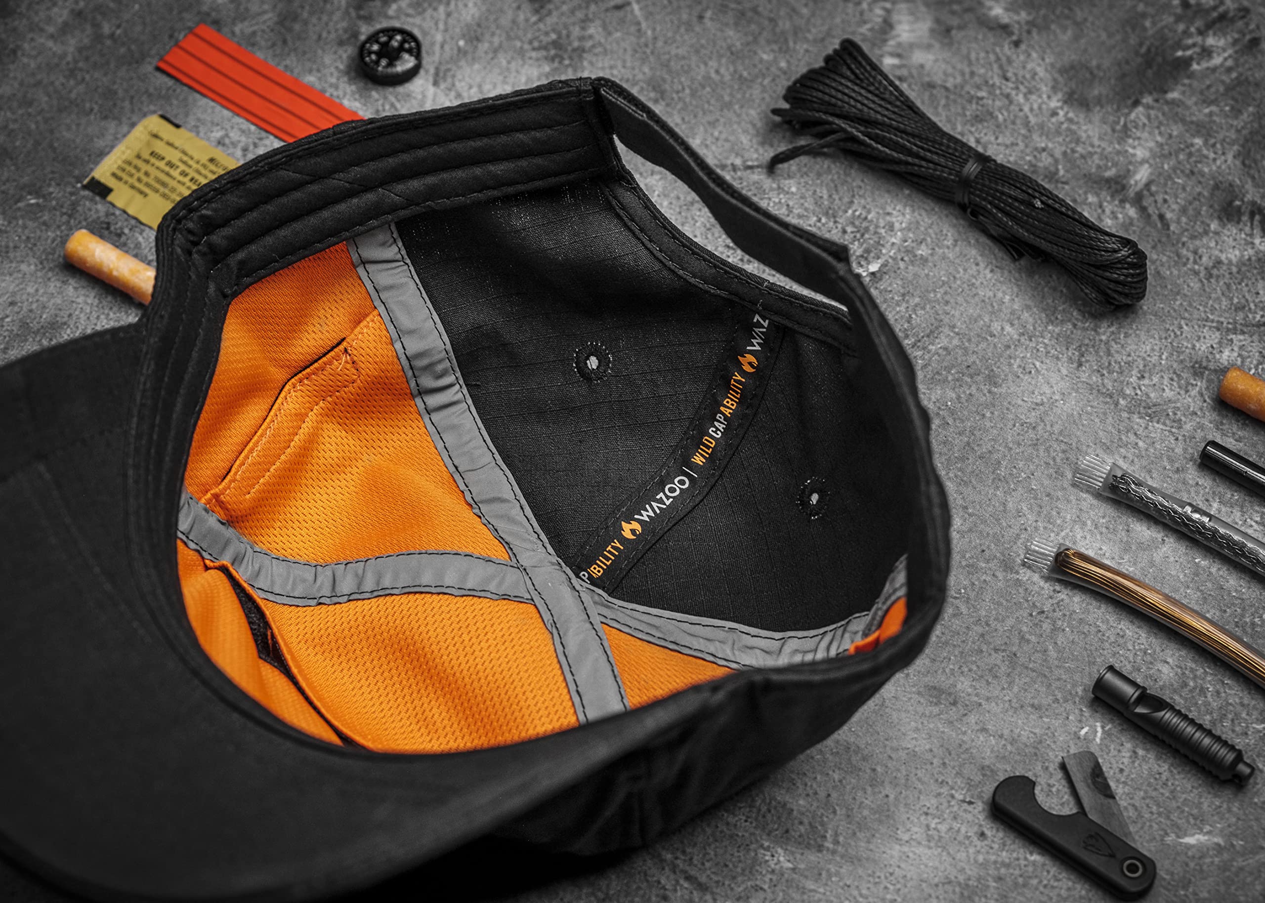 Wazoo Cache Cap | Travel, Tactical & Everyday Carry Cap | 6 Hidden Pockets for Emergency Cash, Documents, Keys and Tools (Blue)