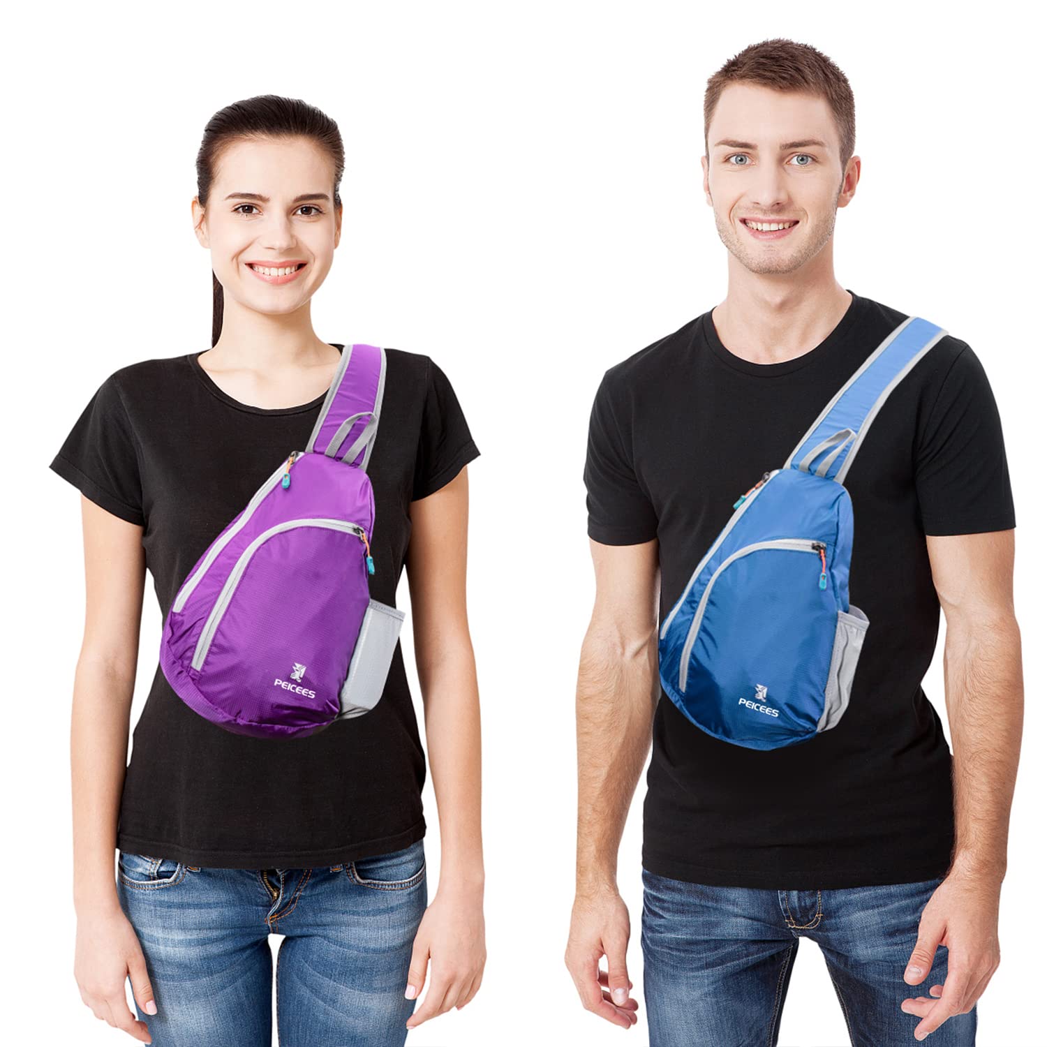 Peicees Sling Bag Backpack for Men Women Water Resistant Crossbody Shoulder Bag Travel Hiking Chest Daypack