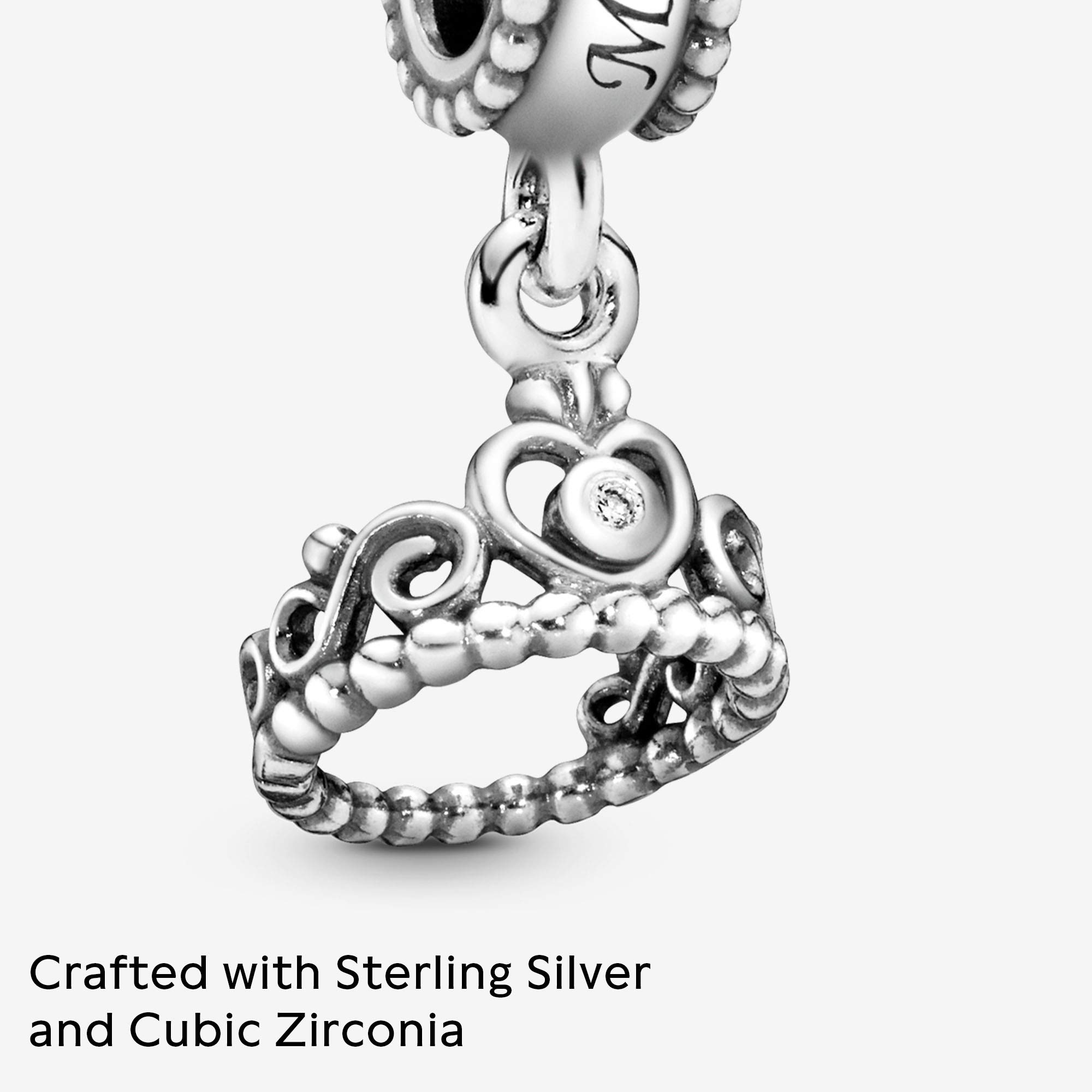 Pandora Jewelry Princess Tiara Crown Dangle Cubic Zirconia Charm in Sterling Silver