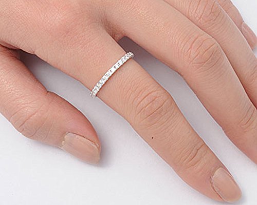 Oxford Diamond Co New Round Cubic Zirconia Eternity Style Band .925 Sterling Silver Ring Size 6