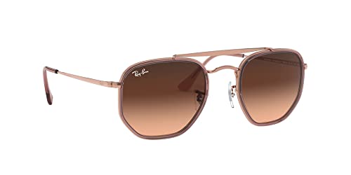 Ray-Ban RB3648M The Marshal II Hexagonal Sunglasses, Copper/Pink Gradient Brown, 52 mm
