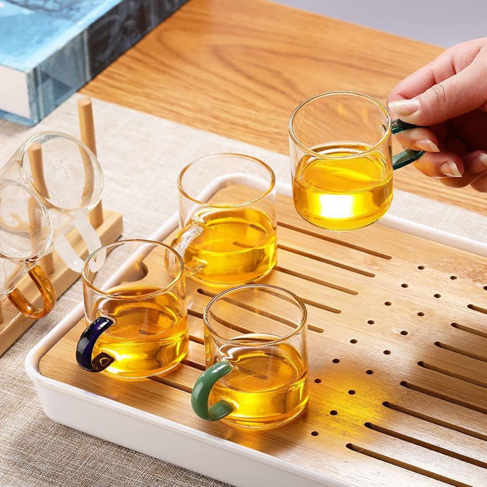 XIYUAN Clear Glass Coffee Mugs Set of 6,Small glass mugs with handles, Borosilicate Glass Coffee Cups Drinking GlassesPremium Glass Tea Cup set,for Latte, Mocha, Cappuccino, Tea and Juice