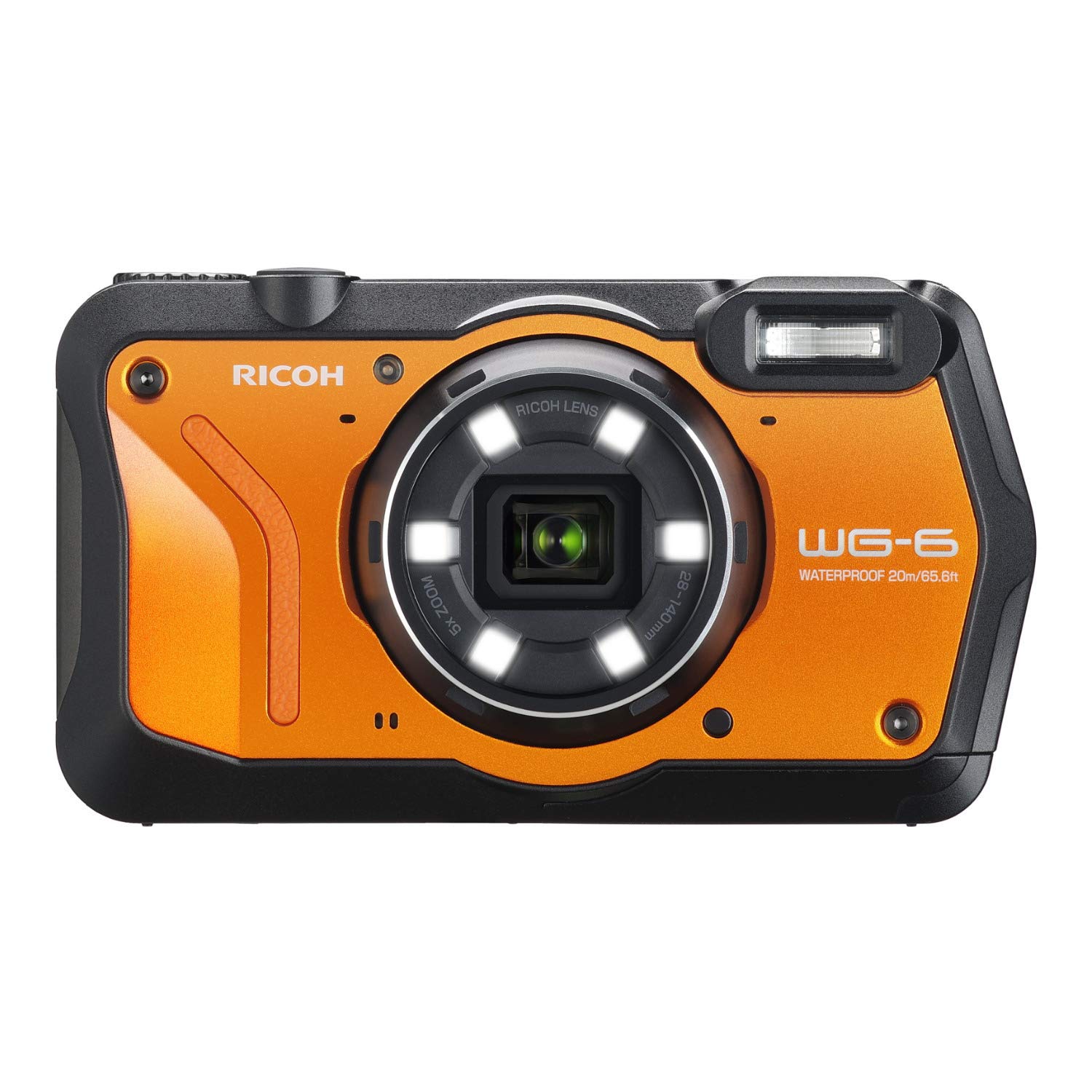 Ricoh WG-6 Webcam Orange Waterproof Camera 20MP Higher Resolution Images 3-Inch LCD Waterproof 20m Shockproof 2.1m Underwater Mode 6-LED Ring Light for Macro Photography