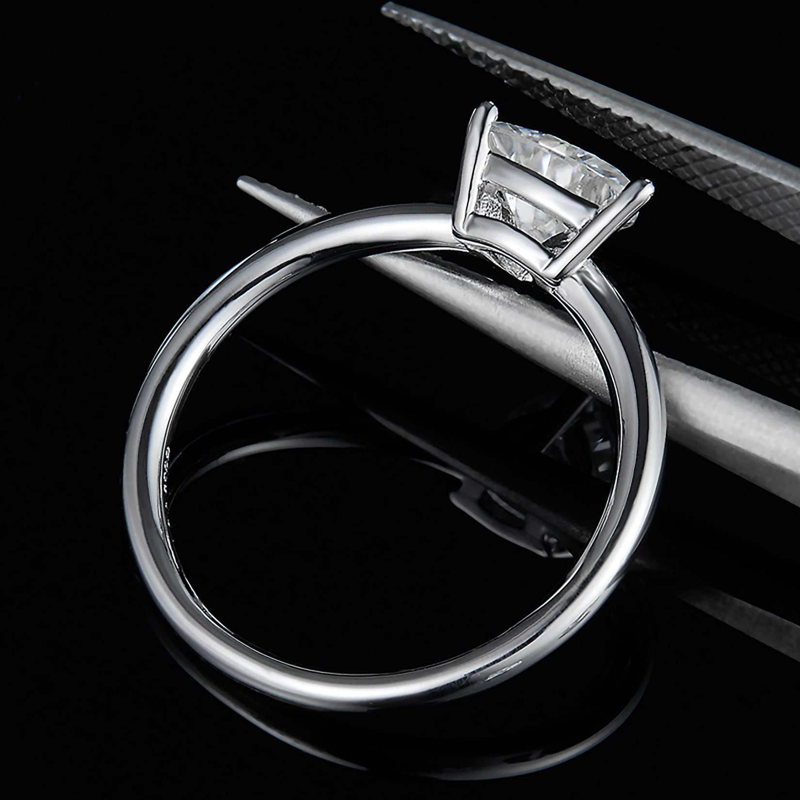 VIKI LYNN 1ct Moissanite Ring Triangle-cut Sterling Silver Wedding Engagement Anniversary Thin Band Ring for Women
