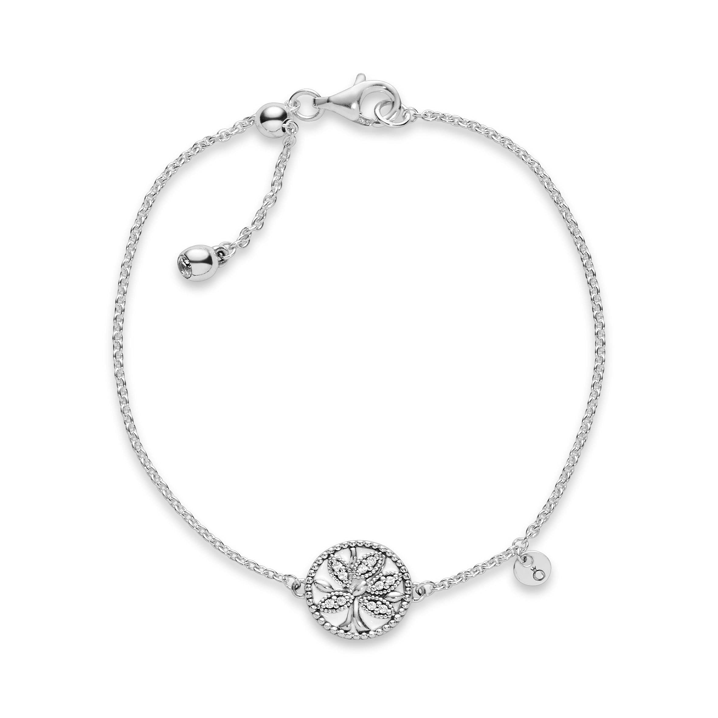 Pandora Jewelry Sparkling Family Tree Slider Cubic Zirconia Bracelet in Sterling Silver, 7.1"