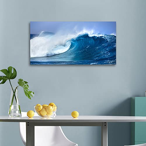 tigeridge Sea Wave Canvas Wall Art for Living Room Wall Decor Great Ocean Wave Canvas Pictures Blue Surfing Water Canvas Prints Artwork Office Home Wall Decorations Framed Ready to Hang 20" x 40"