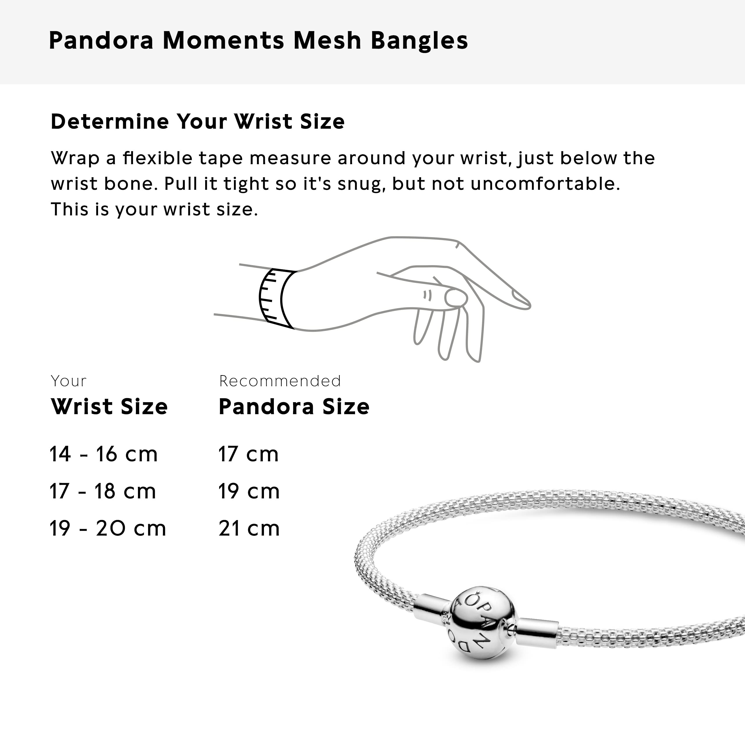 Pandora Moments Mesh Bracelet - Sterling Silver Charm Bracelet for Women - Compatible Moments Charms - Features Sterling Silver - Gift for Her - 8.3"