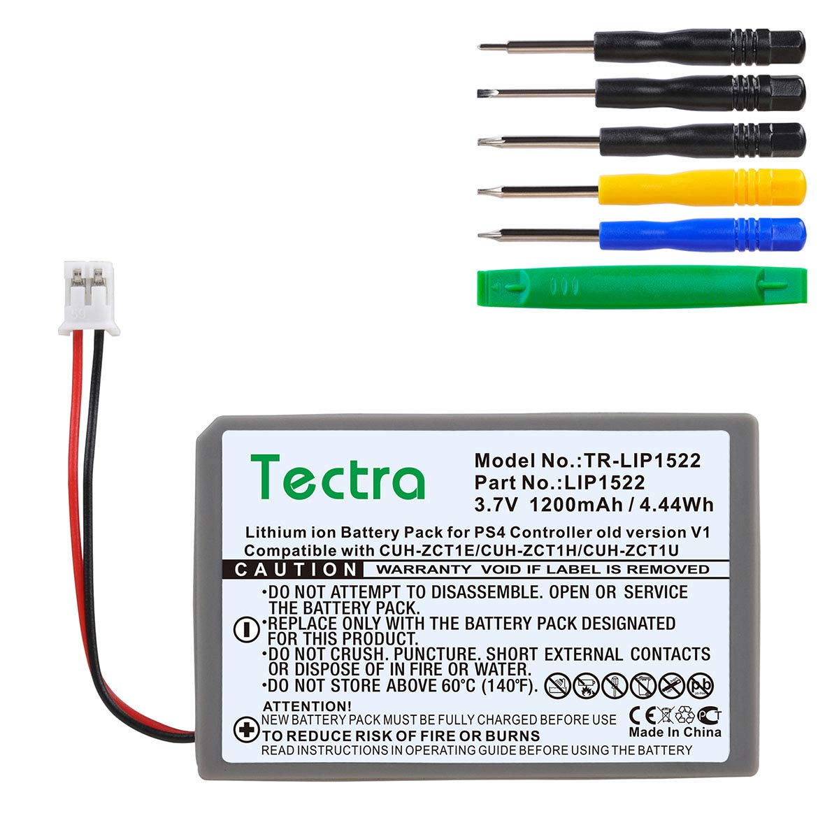 Tectra 1200mAh LIP1522 Replacement Li-ion Battery + Tools for Sony PS4 Playstation 4 Wireless Dual Shock Controller CUH-ZCT1E CUH-ZCT1U