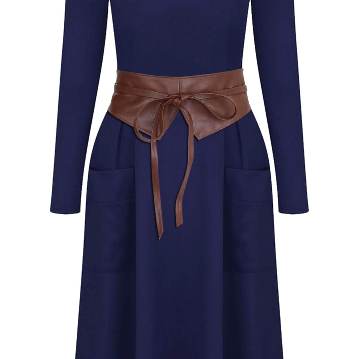 Samtree Obi Style Waist Belt, Self-tied Bowknot Wide Cinch Waistband(Brown)