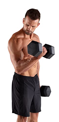 Weider 45 Lb. Cast Iron Hex Dumbbell,Black