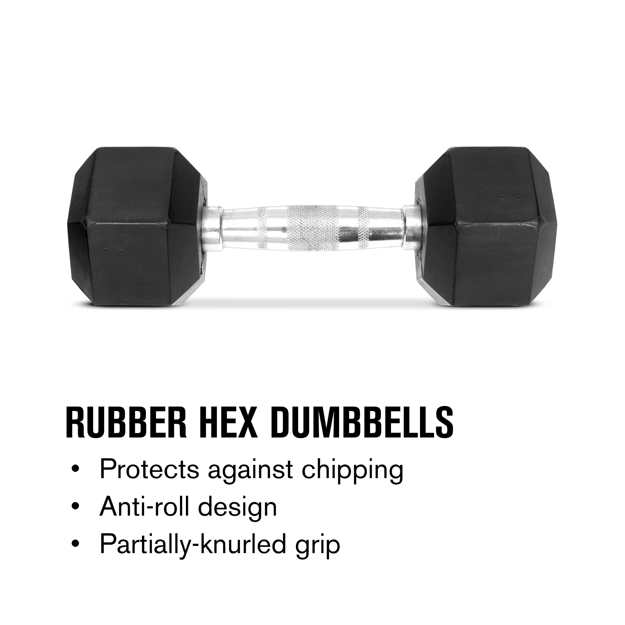 Weider Rubber Hex Dumbbell, 15 Lbs.,Black