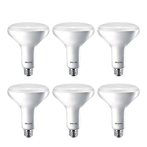 Philips LED 457010 BR40 Dimmable 800-Lumen, 2700-2200-Kelvin, 10 (65 Equivalent) Flood Light Bulb with E26 Medium Base, Warm Glow, 8.8 Watt, 6 Count (Pack of 1)