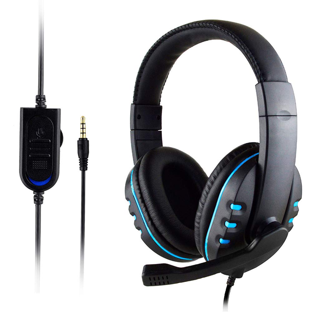 Sandistore HI-FI Sound Quality Wired Gaming Headset for PS4, PC, Xb One Controller, Noise Cancelling Over Ear Headphones with Mic, Soft Memory Earmuffs for Laptop Mac - Black