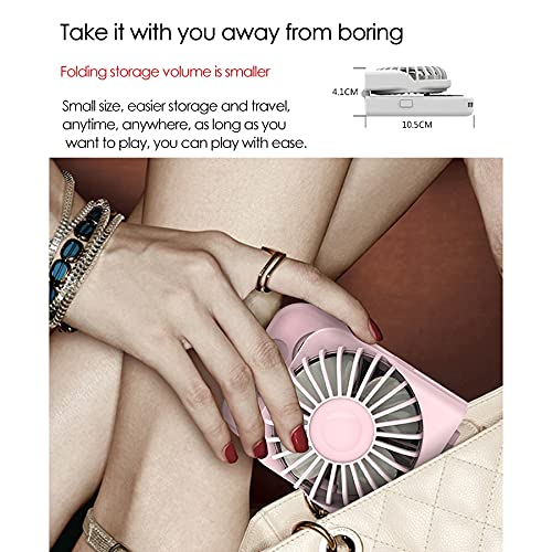 UNNIC Portable Fan, Rechargeable Battery 800MAh Folding USB Fan Handheld Retro Game Console with 500 Games(Yellow)