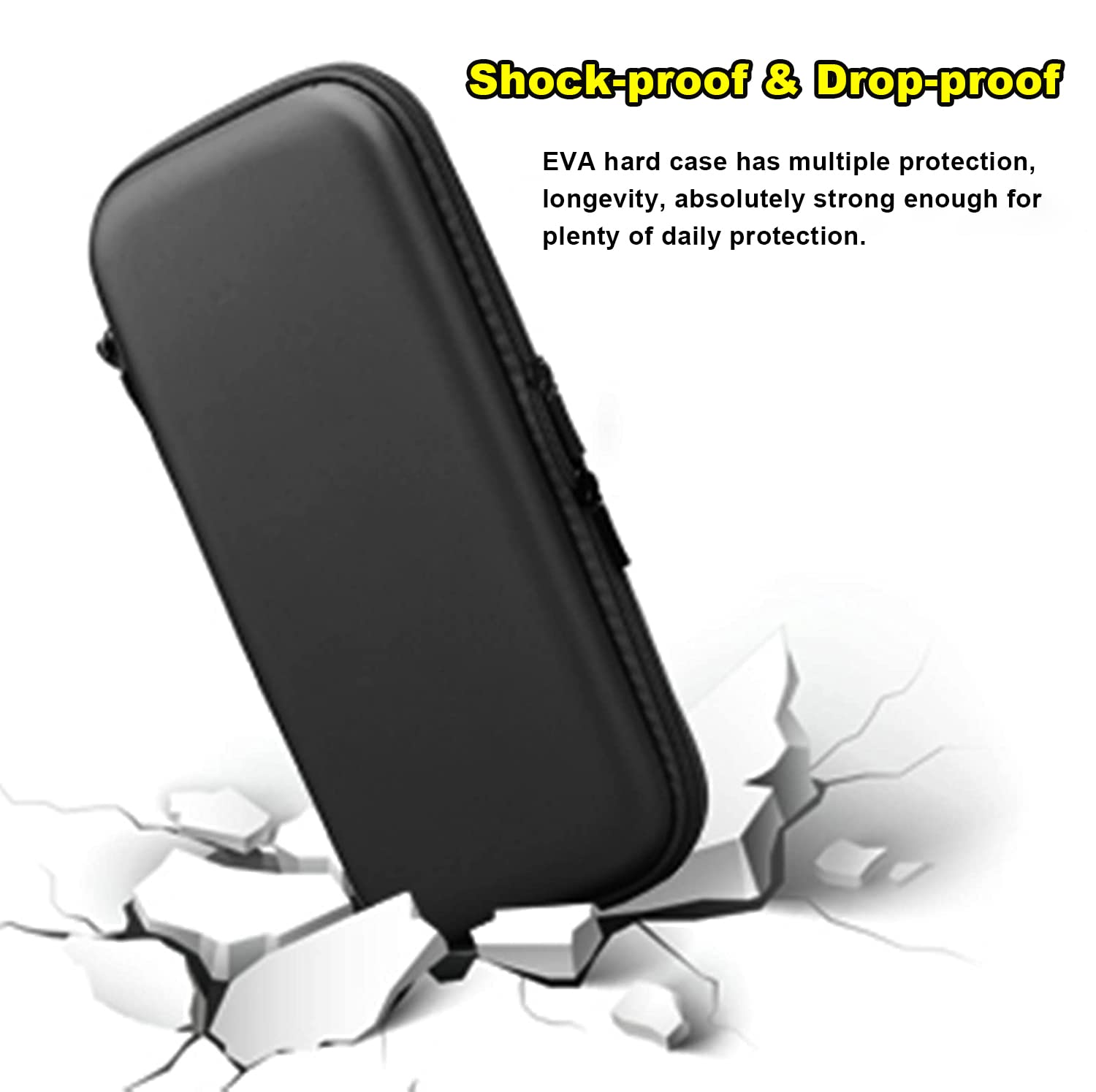 Switch Carrying Case Compatible with Nintendo Switch and New Switch OLED Console, Portable Hard Shell Pouch Carrying Travel Game Bag for Switch Accessories Holds 10 Game Cartridge, Black