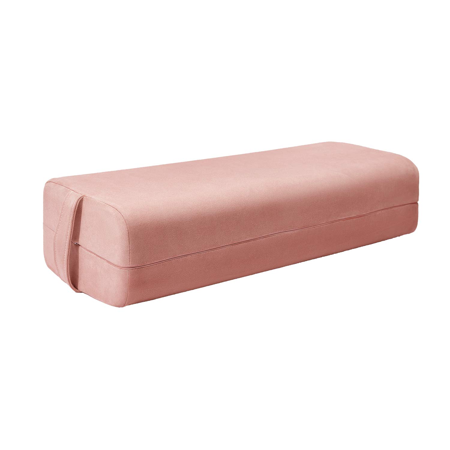 REEHUT Yoga Bolster Pillow, Comfortable Meditation Pillow of Mixed Density, Covered with Machine Washable Suede Pillowcase with Handle (Pink)