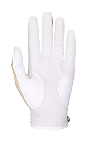 SIMPLE SYMBOL Men's Golf Glove Left Hand High Grade Leather Three Pack (L/Beige, S, Left)